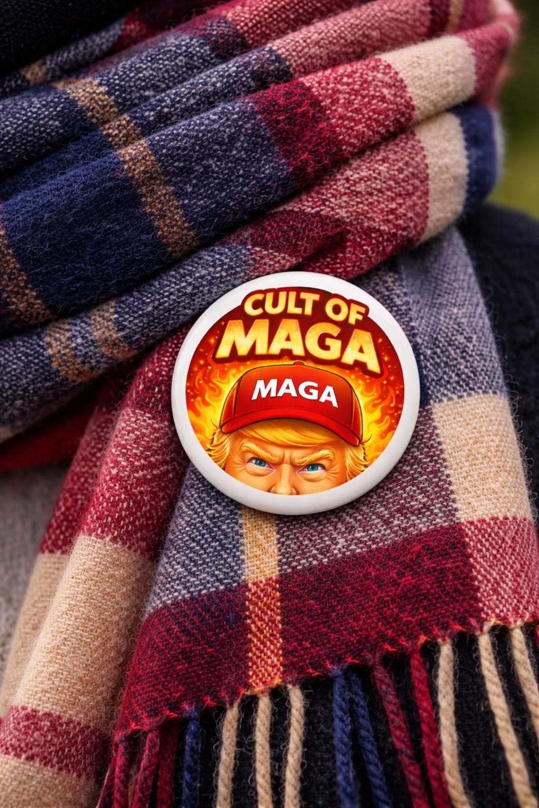 Anti MAGA Cult Badge 38mm & Sticker 8cm | Political Satire Button Decal ...
