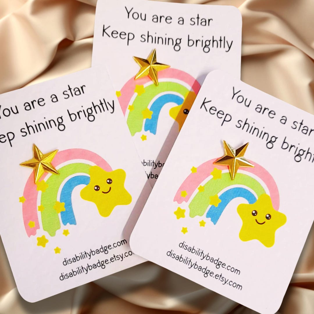 Gold Star Lapel Pin With You Are a Star Note, Gold Star Pin Badge ...