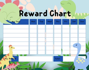 Editable Dinosaur Reward Chart, Printable Reward Chart, Kids Behaviour ...