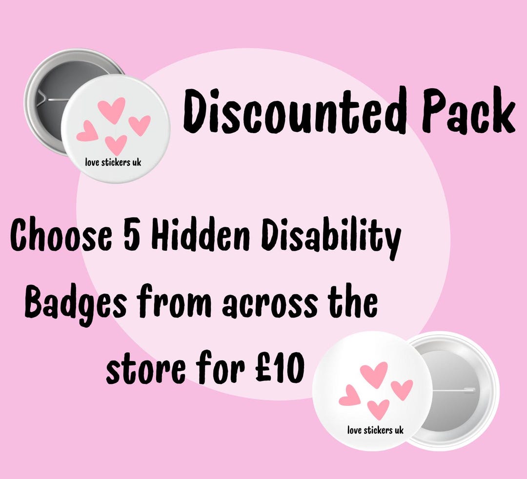 Pick Your Own 5 Hidden Disability Pins, PLEASE READ DESCRIPTION, Mental ...