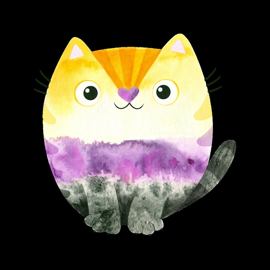 Non Binary Pride Cat Sticker, Waterproof Vinyl Pride Cat Sticker, Pride ...