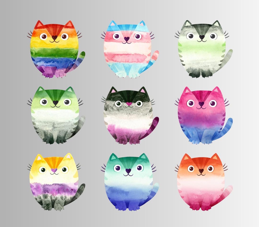 Pride Flag Cat Stickers – 8cm, Laminated, Pride Flags Vinyl Sticker ...
