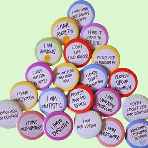 Autism Pin Badge Collection, Hidden Disability Badge Collection ...