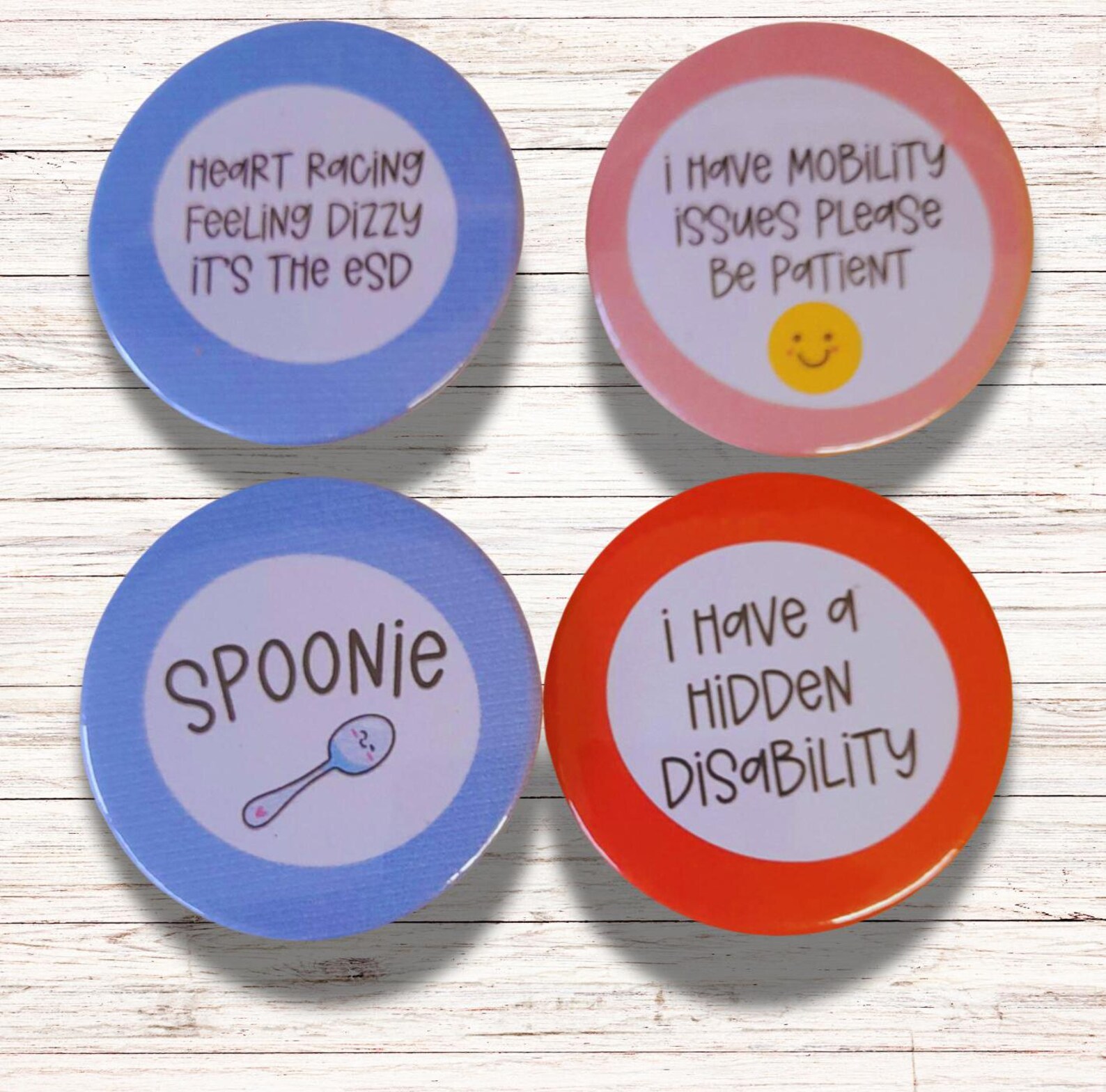 Ehler Danlos Syndrome Pin Badge Collection, Hidden Disability Badge ...