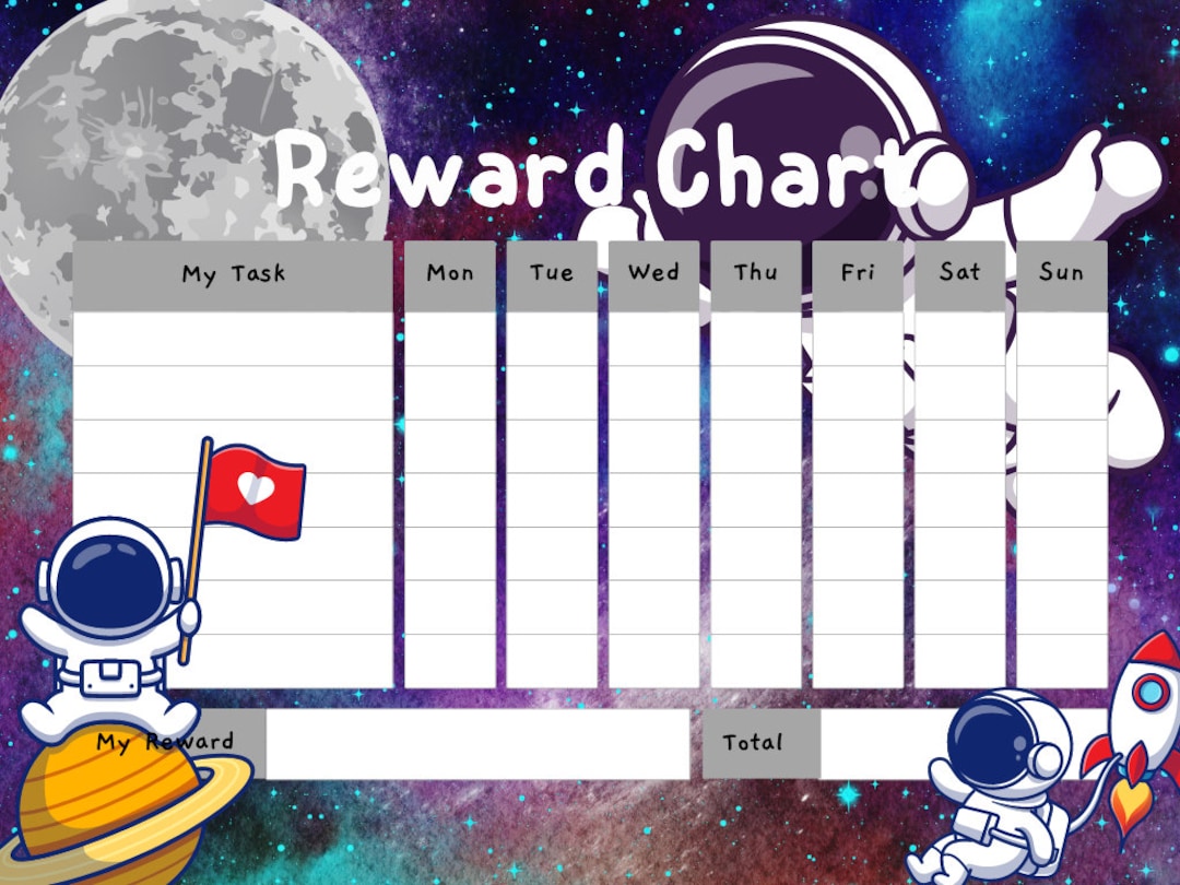 Printable Space Reward Chart, Space Kids Behaviour Chart, Instant ...
