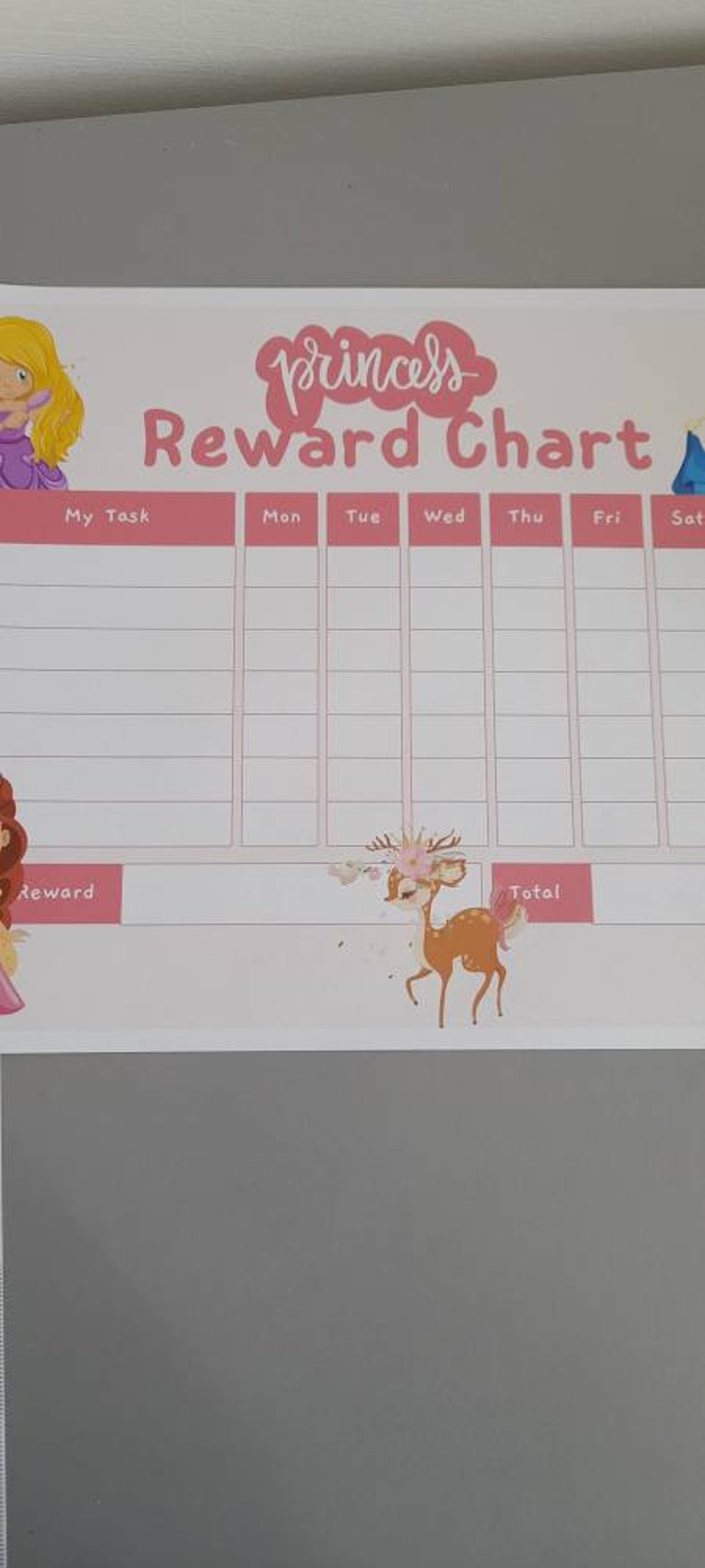 Printable Princess Reward Chart, Princess Kids Behaviour Chart, Instant ...