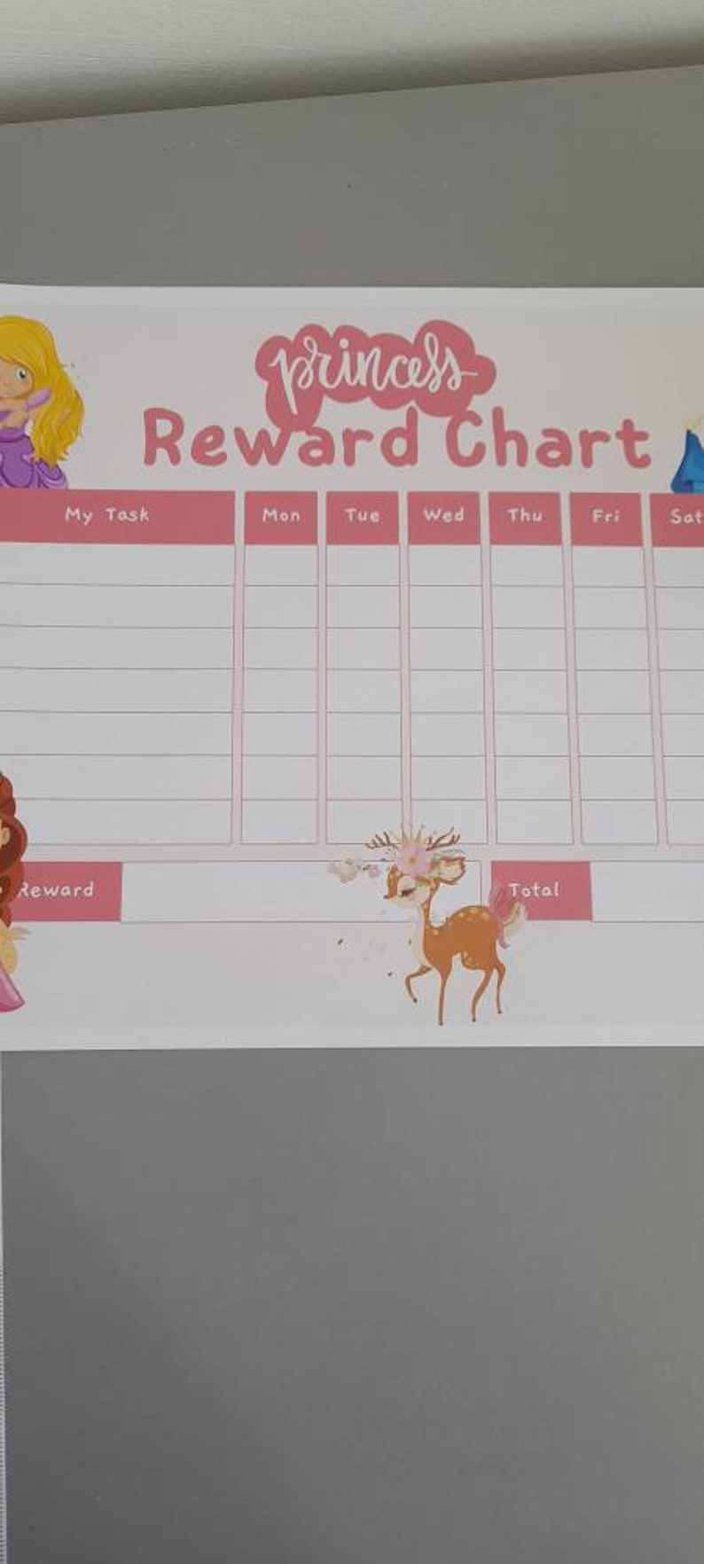 Printable Princess Reward Chart, Princess Kids Behaviour Chart, Instant ...