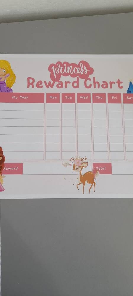 Printable Princess Reward Chart, Princess Kids Behaviour Chart, Instant ...