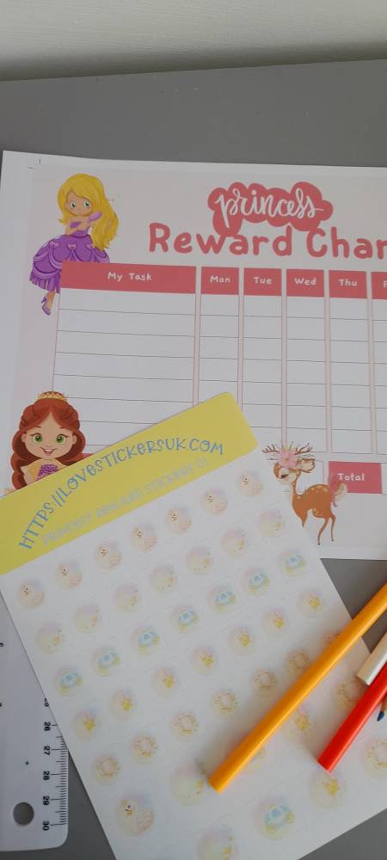 Printable Princess Reward Chart, Princess Kids Behaviour Chart, Instant ...