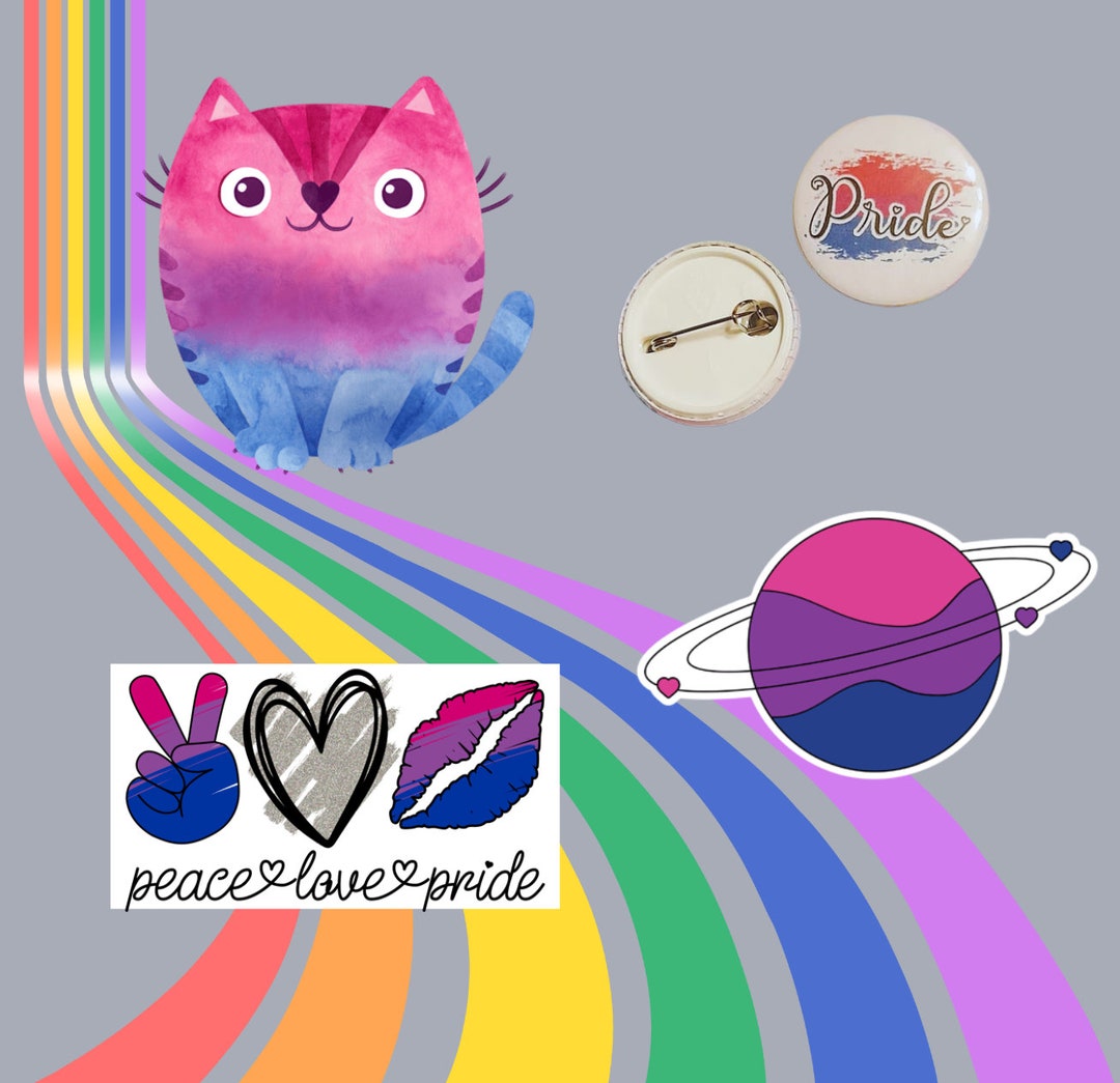 Bi Pride Stickers, Bi Pride Badges, Mental Health Stickers, Pride Month ...
