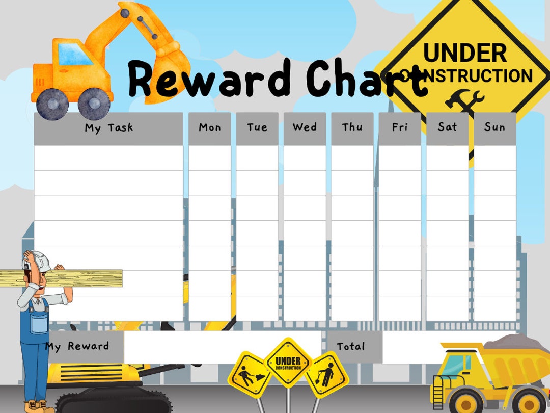 Builders Reward Chart: Kids Behavior & Chore Tracker (digital Download ...