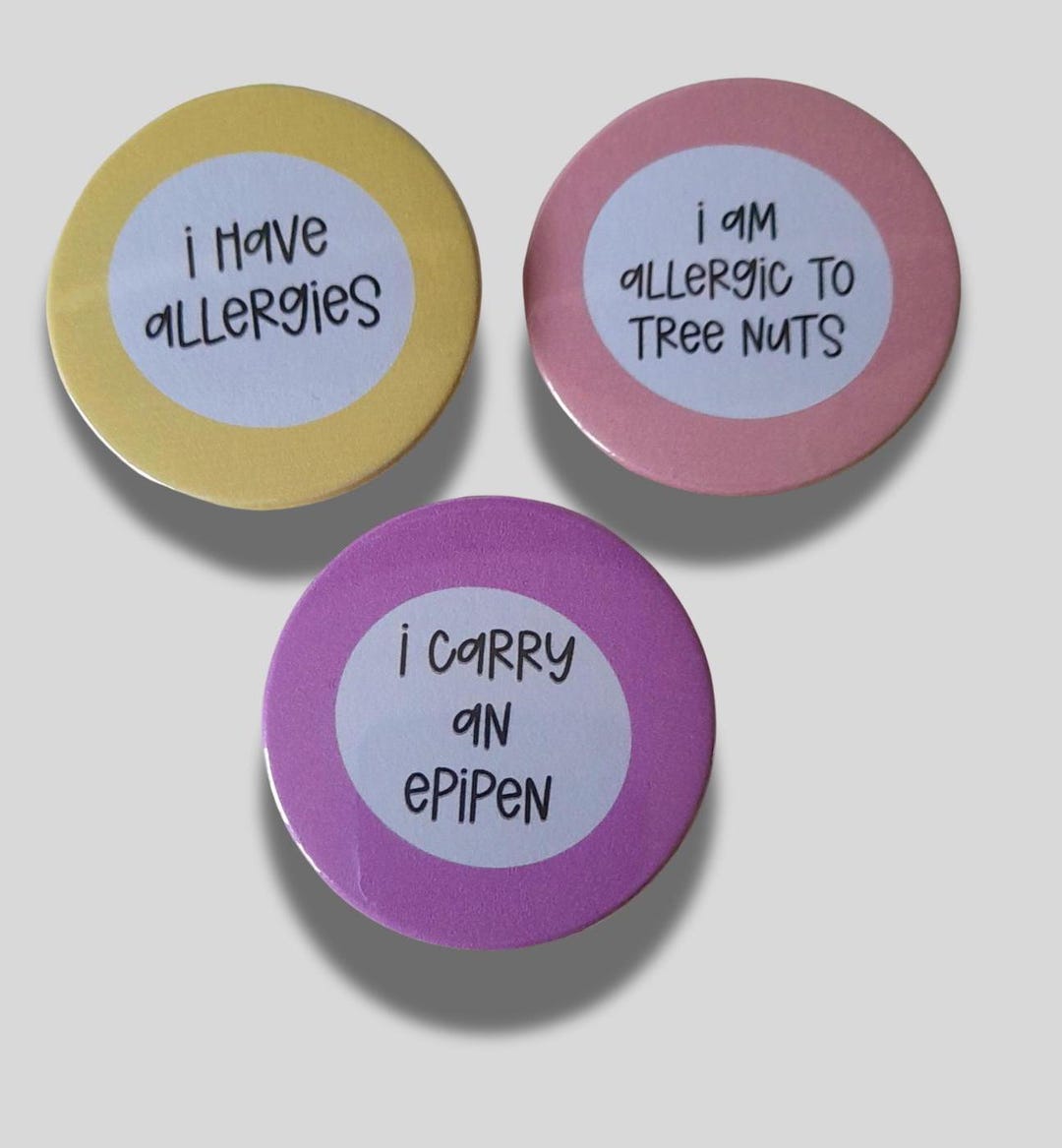 Set of 3 Hidden Disability Pin Badges: Allergies, Tree Nuts Allergy ...