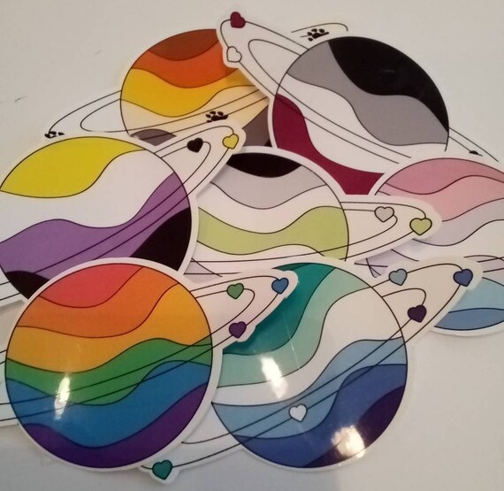 LGBTQ Pride Planets Stickers pride. Gay Pride Non Binary - Etsy