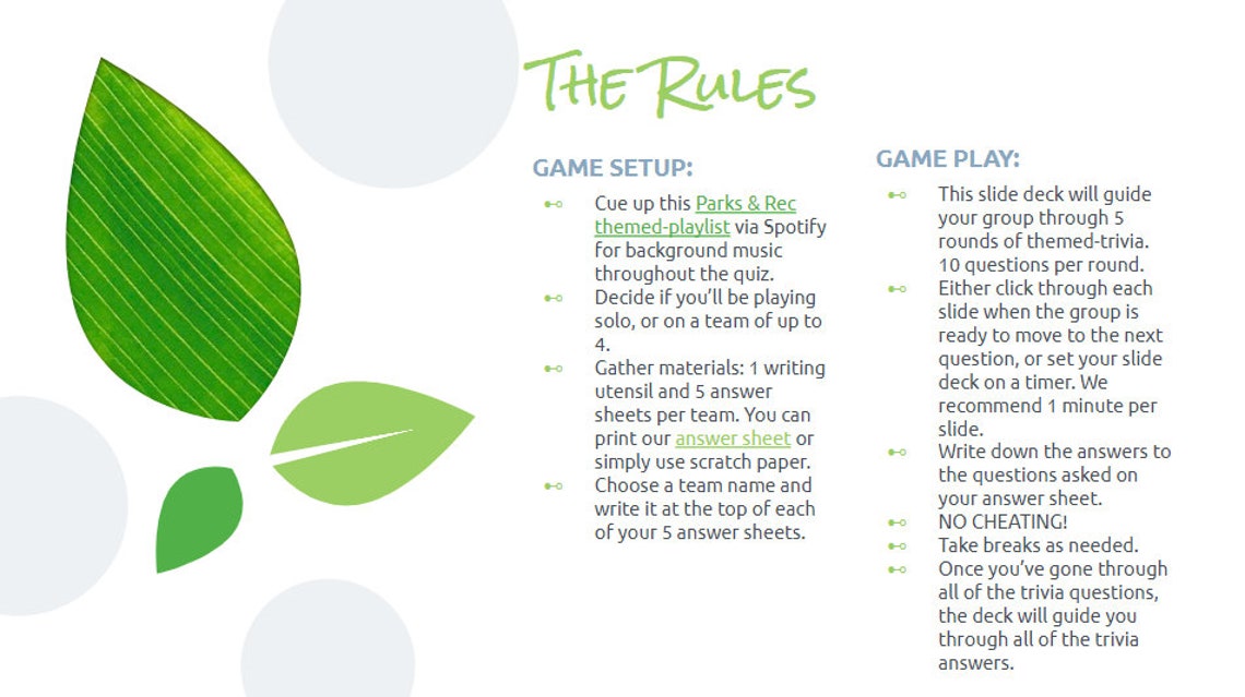 Parks and Recreation DIY Trivia Night | Etsy