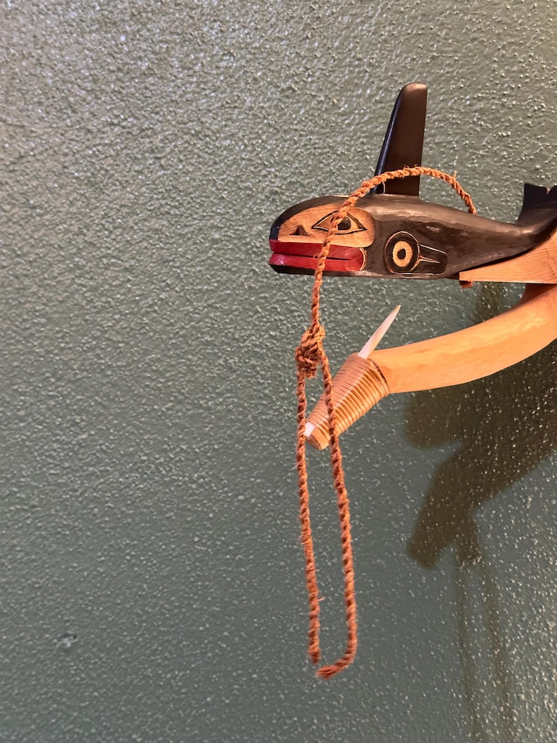 Hand-carved Tlingit Halibut Hook | Orca Design | Traditional Alaskan ...