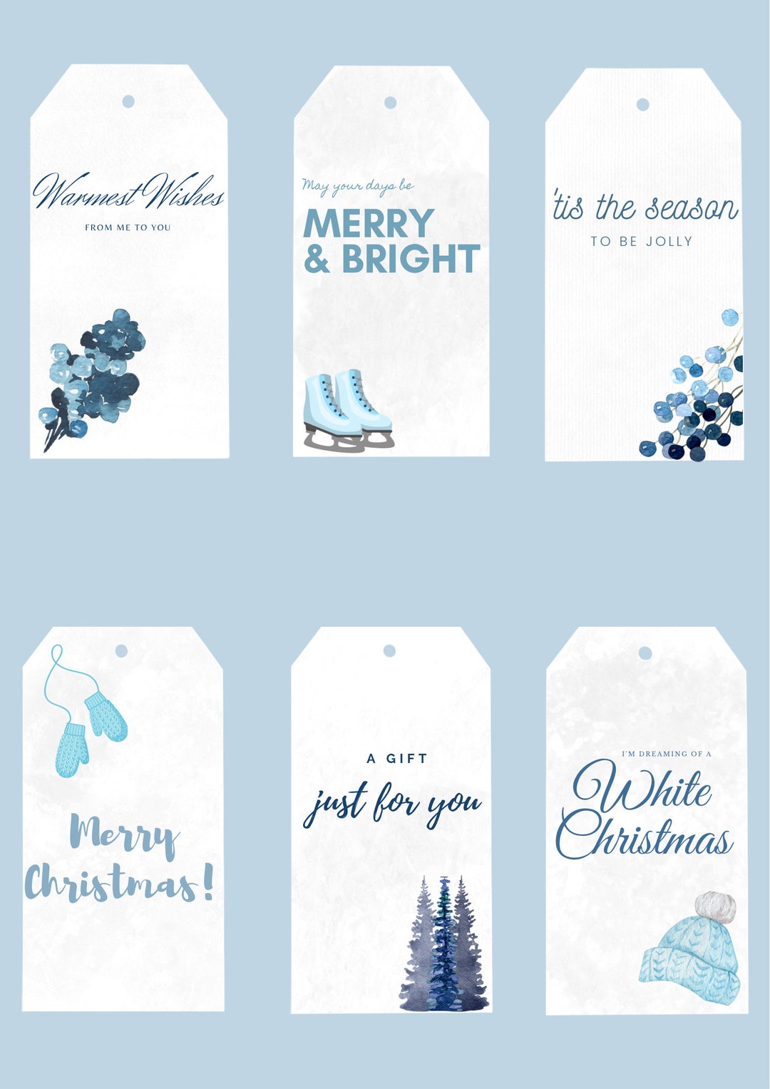 Printable Blue Winter Wonderland Christmas Gift Tags - Etsy