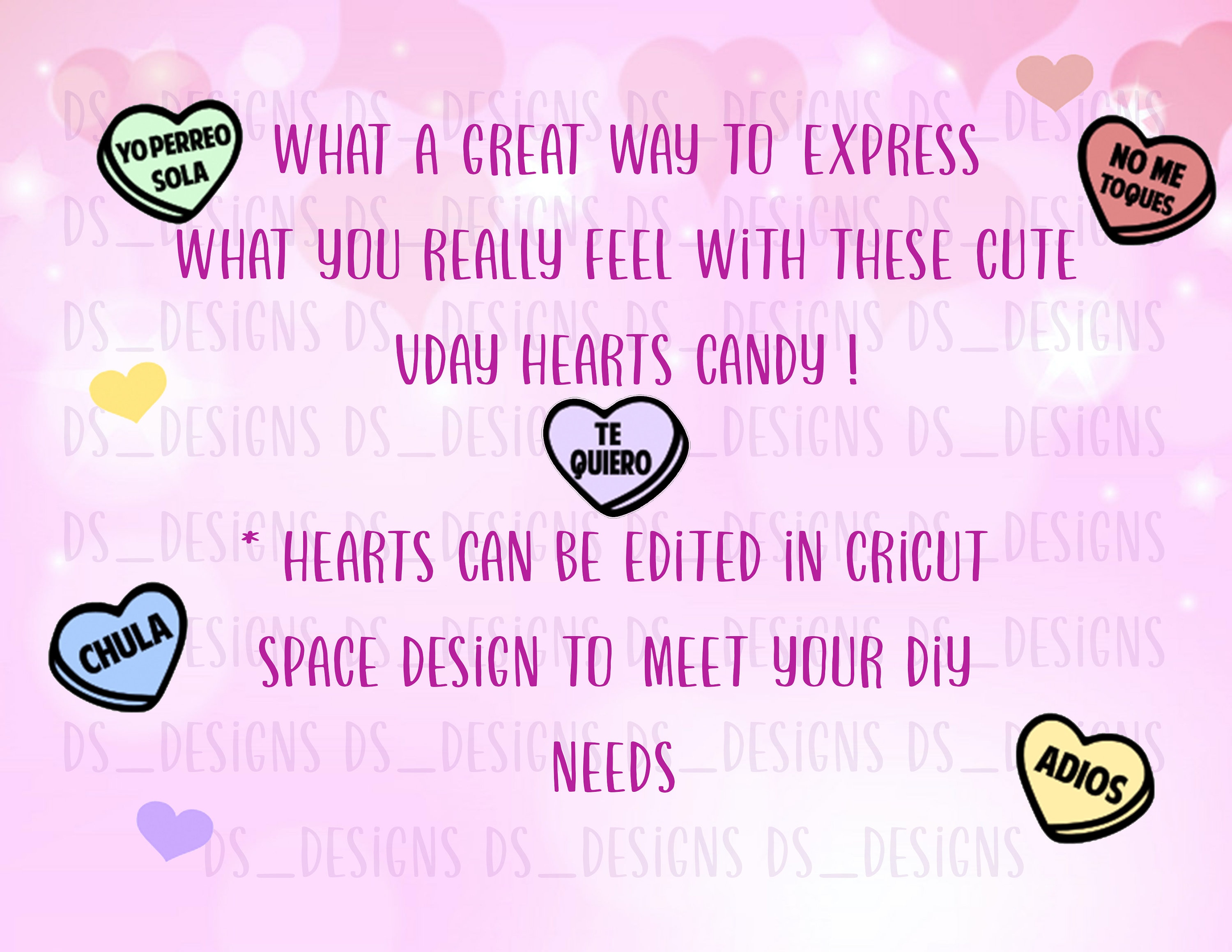 Candy Hearts in Spanish Instant Download SVG and PNG, Valentines Day ...