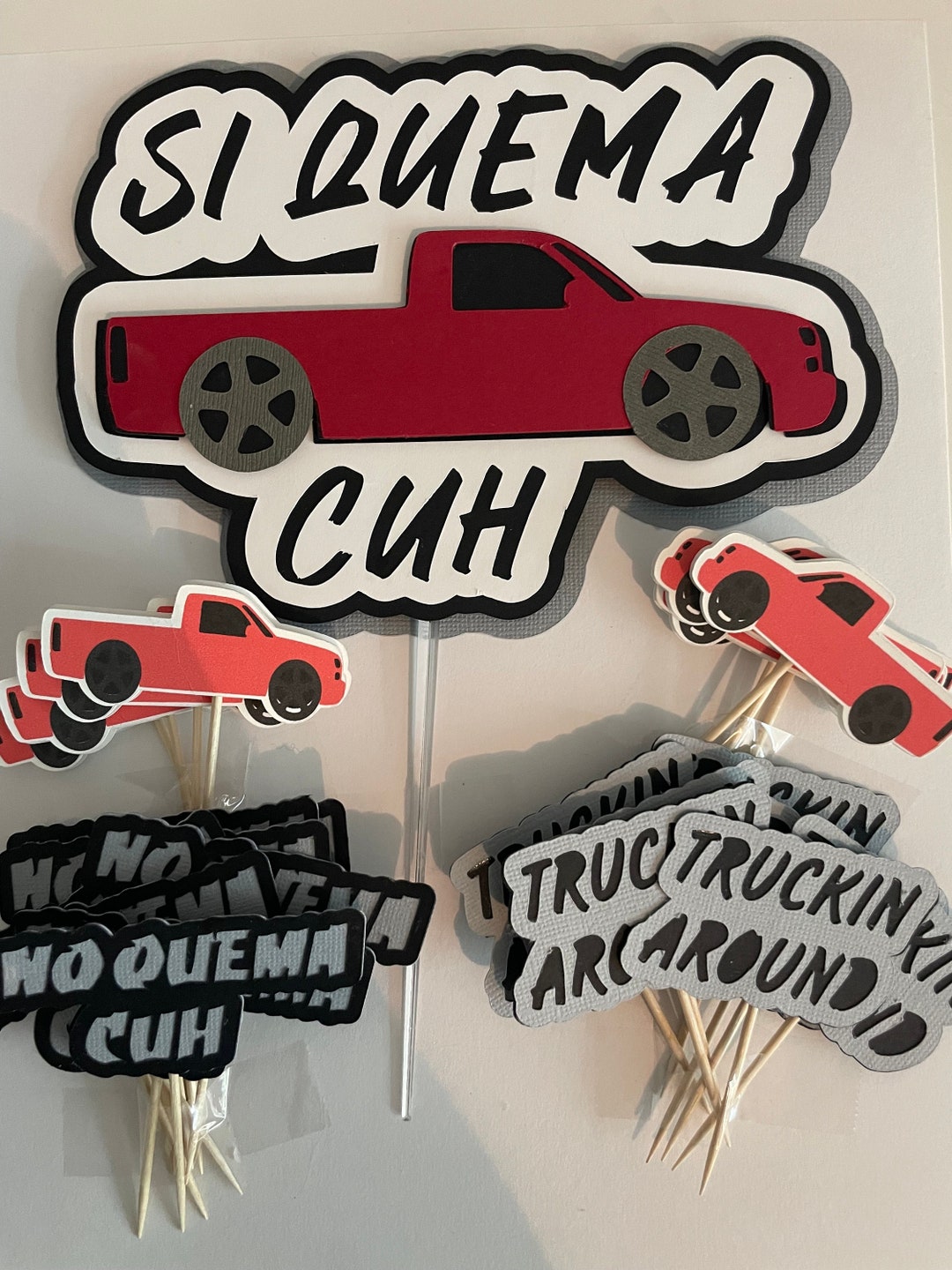 Si Quema Cuh Cake Topper W/ Cupcake Toppers **physical Order** - Etsy