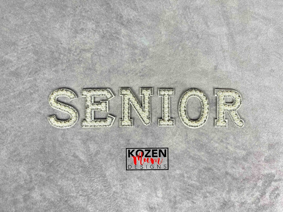 Pearl WHITE SENIOR LETTERS Set of 6 Pearl & Rhinestone Letters 1.85 for ...