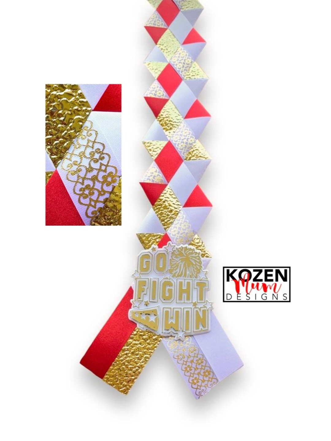 Gold Victory Braid Homecoming Mum With Custom Imprint Ribbon & Glitter ...