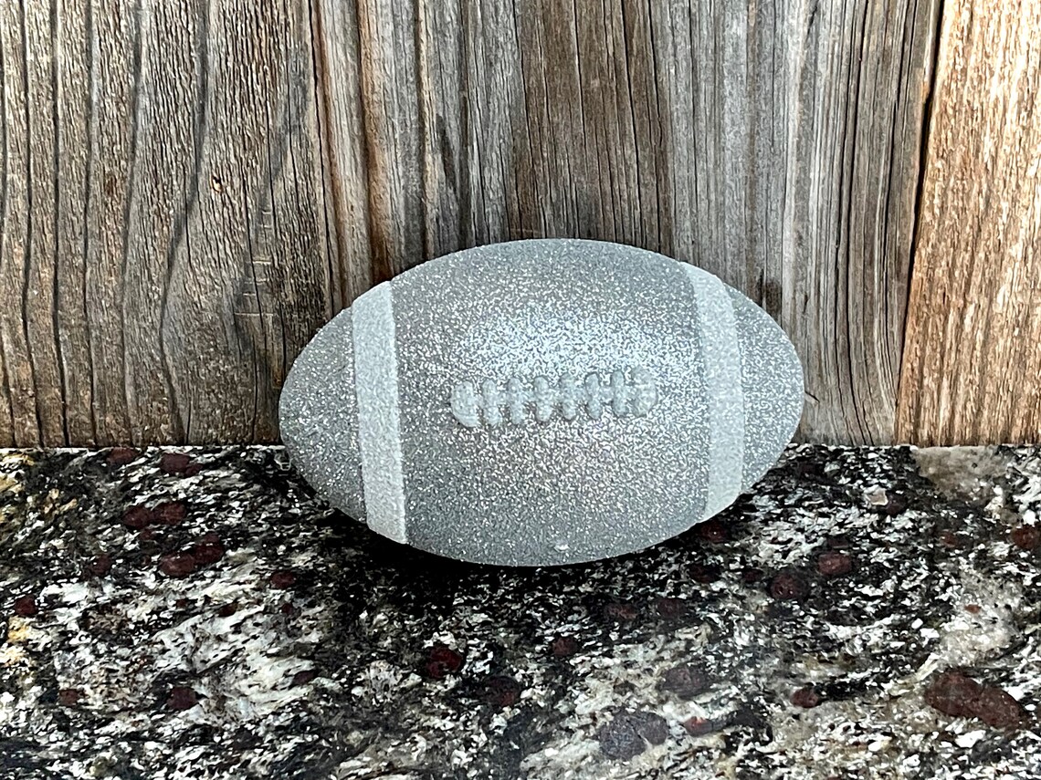 3D Football & Megaphone Ornaments, Gold/silver; 4.5" Ball, 3.75" Helmet ...