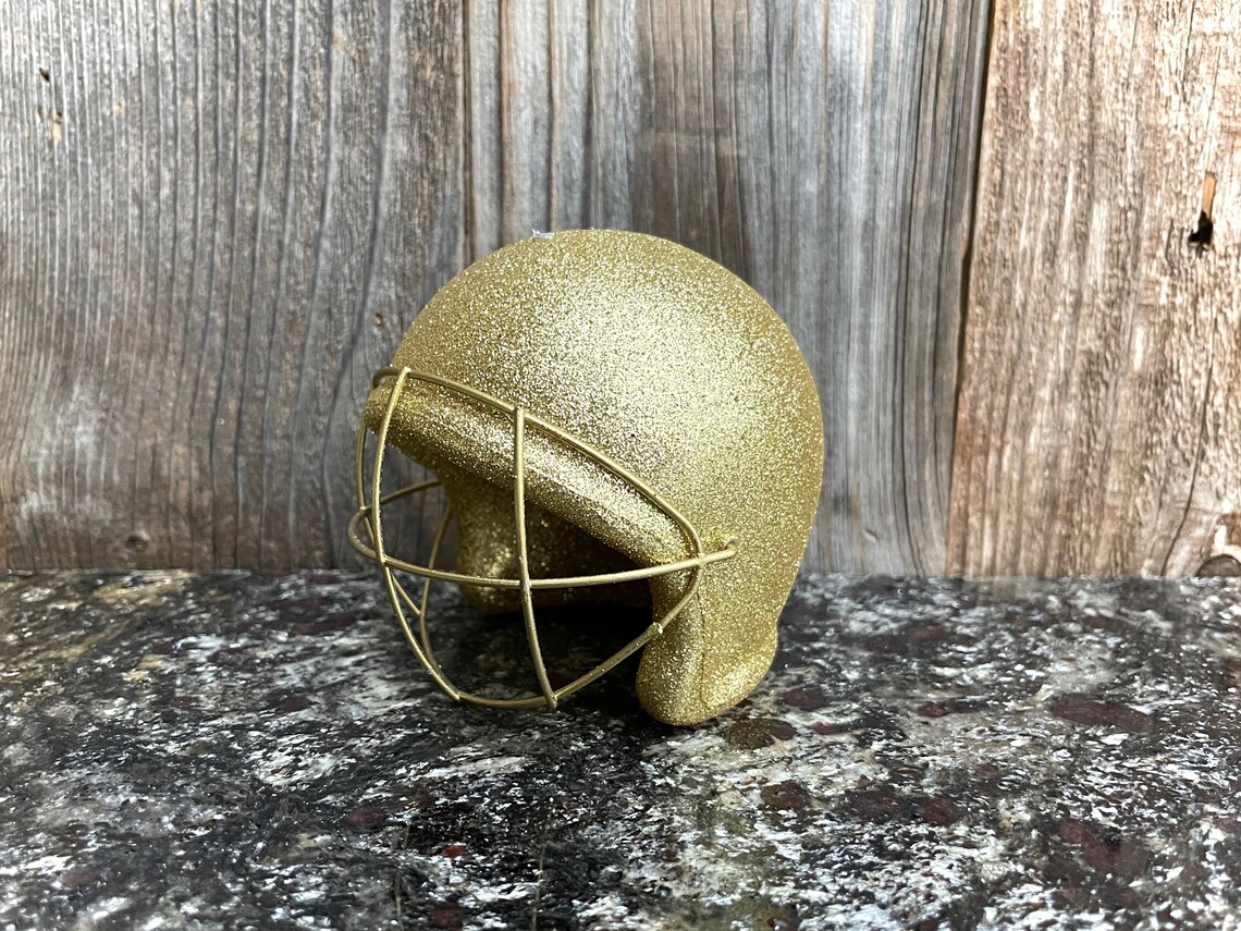 3D Football & Megaphone Ornaments, Gold/silver; 4.5" Ball, 3.75" Helmet ...