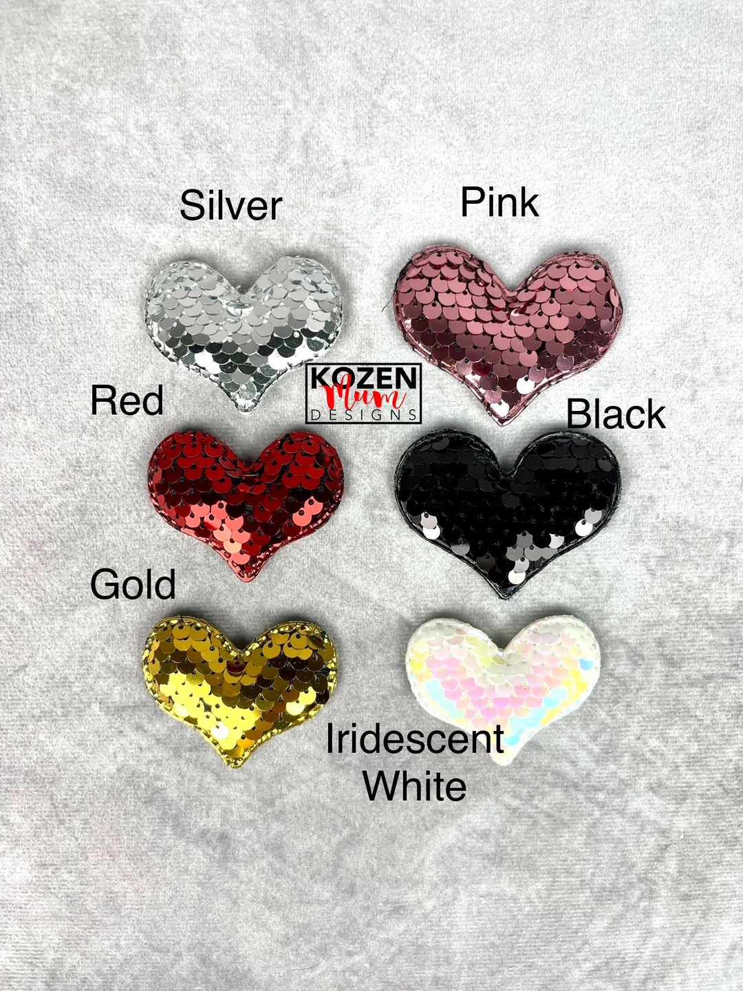 Sequin Heart Shaped Embellishment, Vibrant Silver Red Gold Iridescent ...