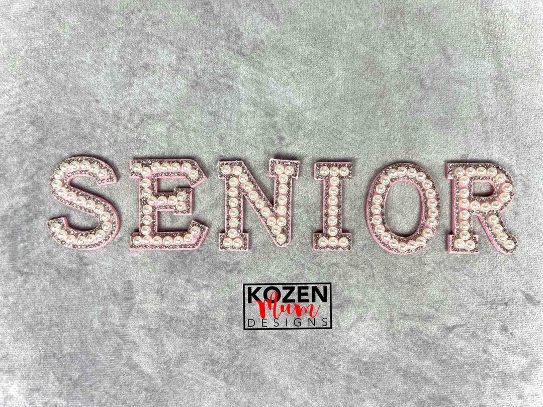 Pearl PINK SENIOR LETTERS Set of 6 Pearl & Rhinestone Letters 1.85 for ...