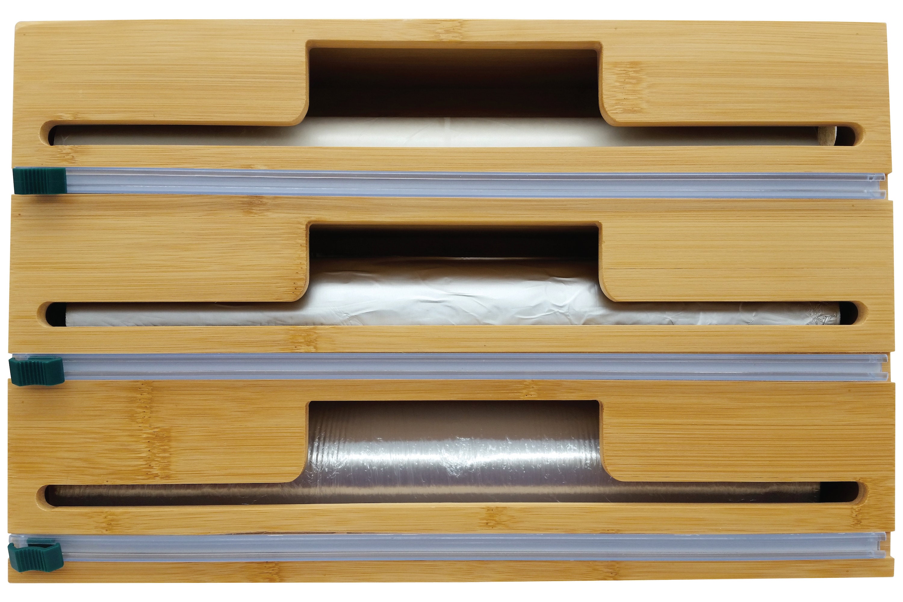 HELIA Bamboo Kitchen Wrap Organizer Wall Mounting Solid Bamboo Foil and ...