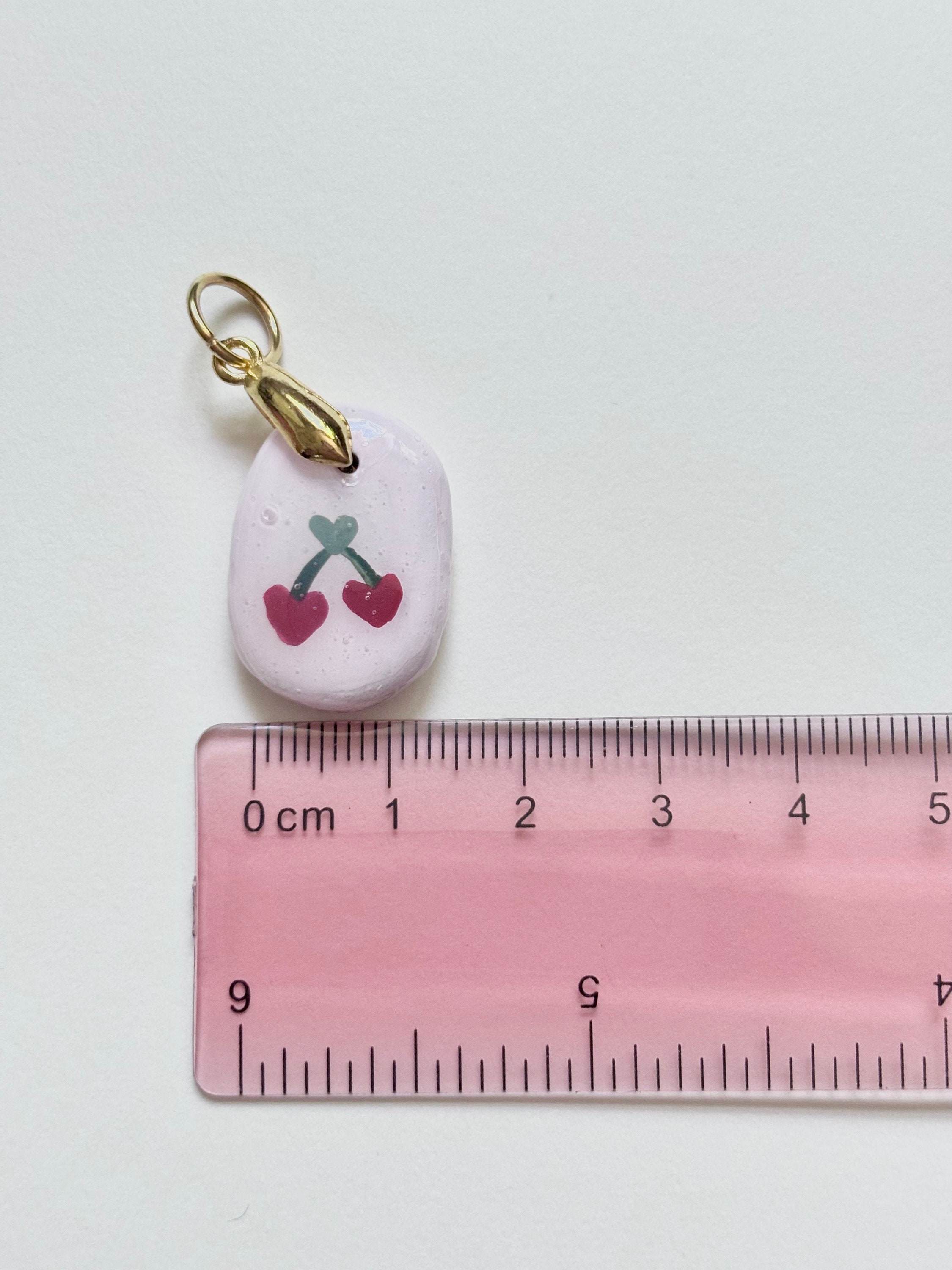 Handmade Ceramic Cherry Charm, Hand-painted Clay Necklace Pendant - Etsy