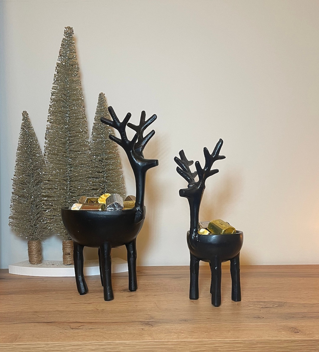 Black Reindeer Dasher Bowl Set of 2 | Metal Reindeer Decor | Home Decor ...