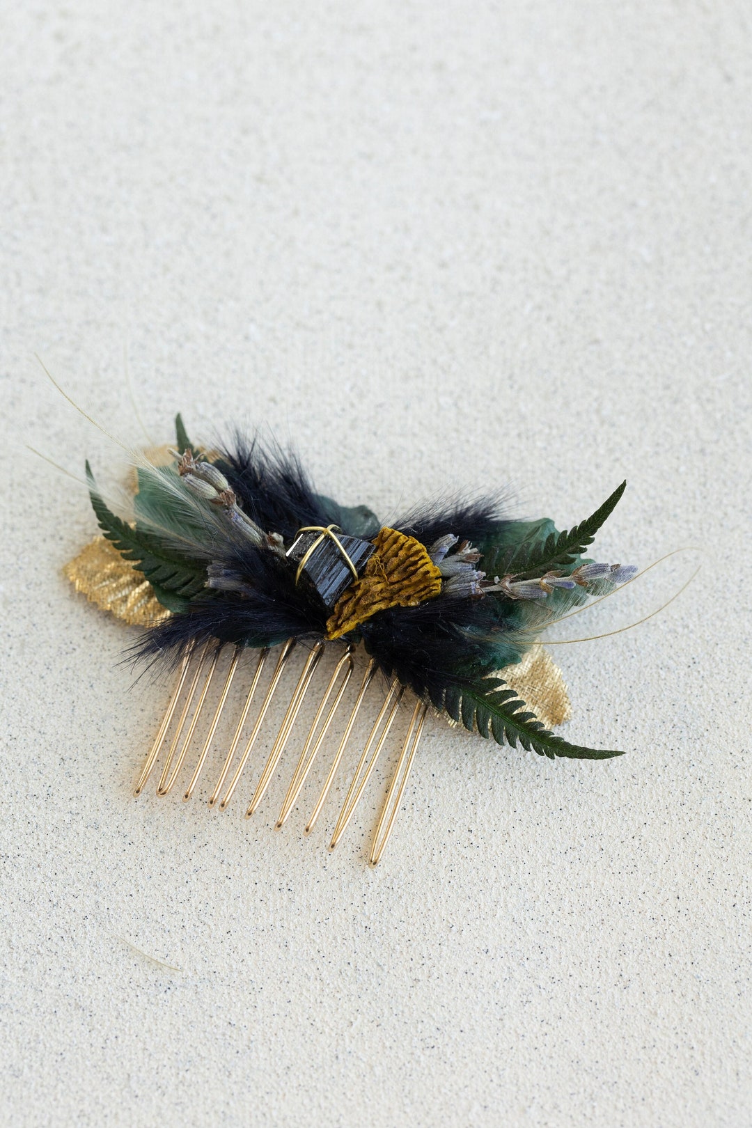 Decorative Floral Comb Boho Wedding Preserved Flower Mini Hair Comb ...