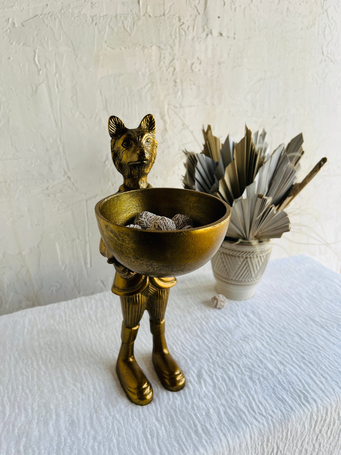 Eloise the Fox Dish Stand: Antique Gold Candy Bowl, Holiday Decor - Etsy