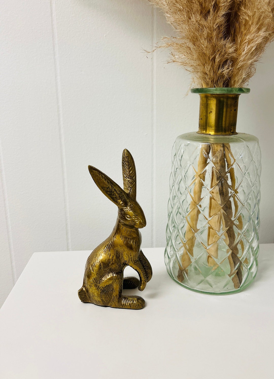 Bunny Figurine Metal | Rabbit Figure | Hare | Gold Antique | Brass ...