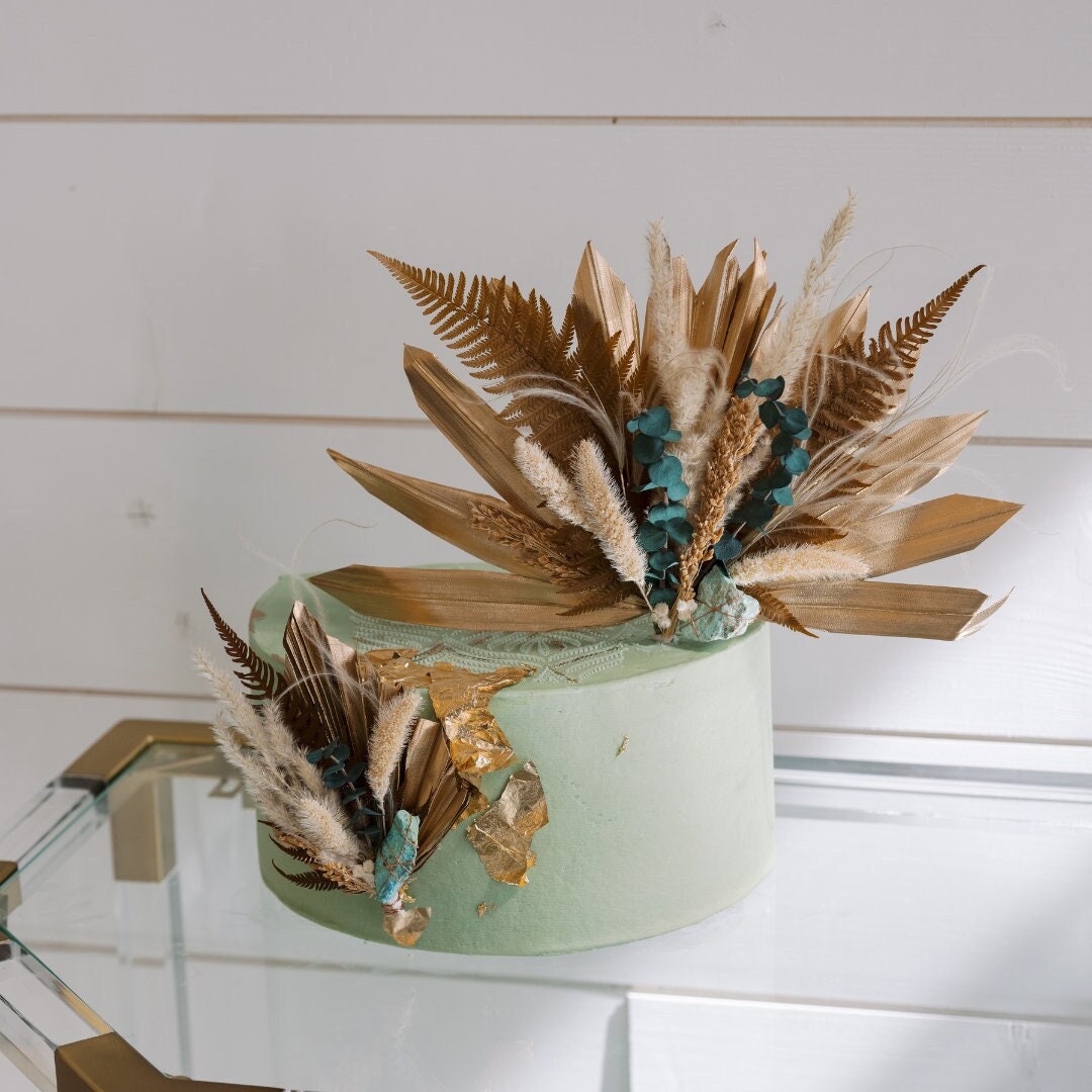 Boho Cake Toppers Dried Floral Cake Topper Boho Wedding Cake Decor Set ...