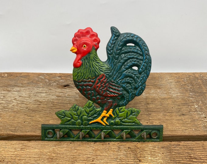 Vintage Cast Iron Rooster With Hooks-wall Mounted Hooks - Etsy