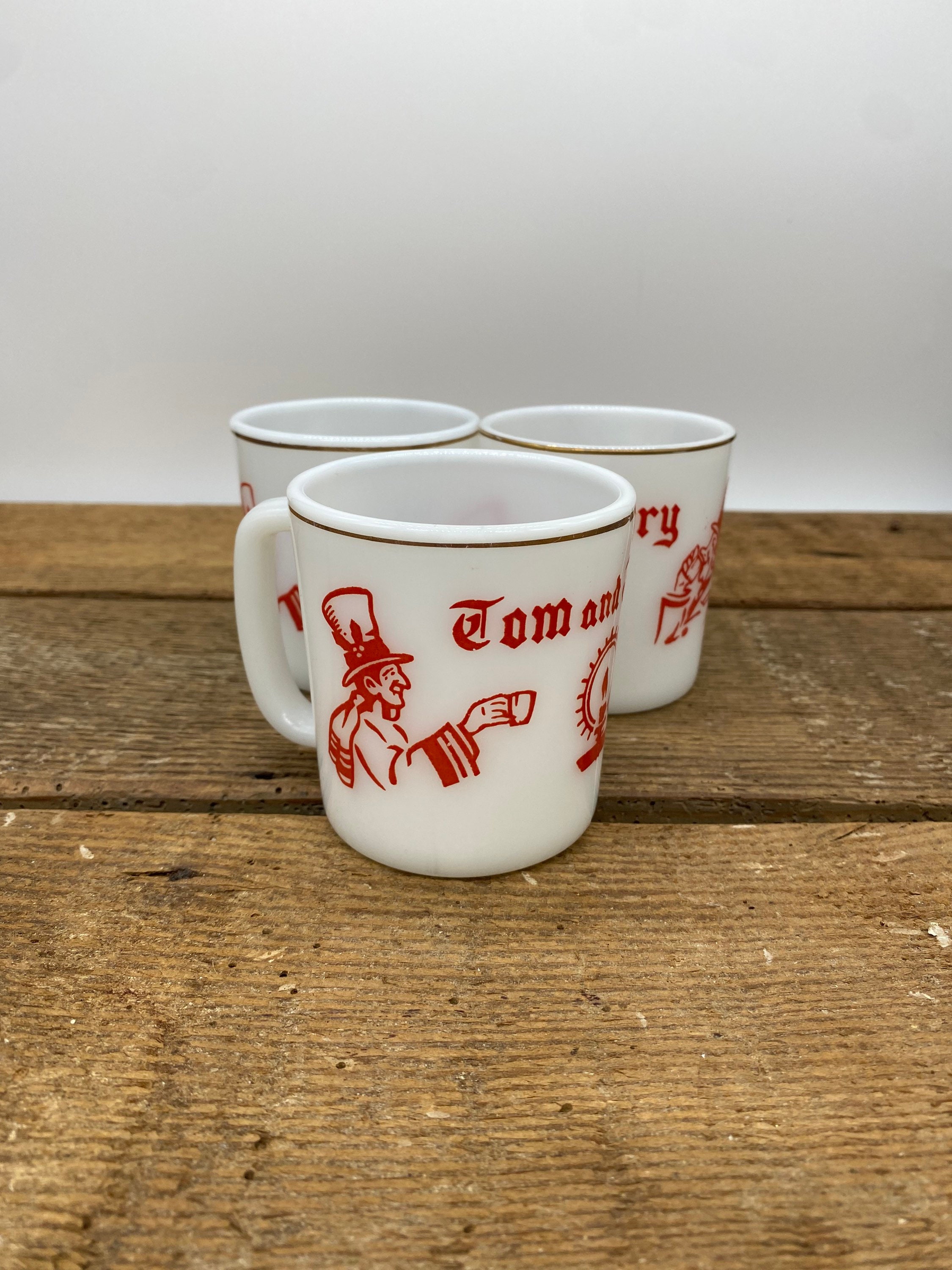Tom and Jerry Milk Glass Mug Set of 3 - Etsy