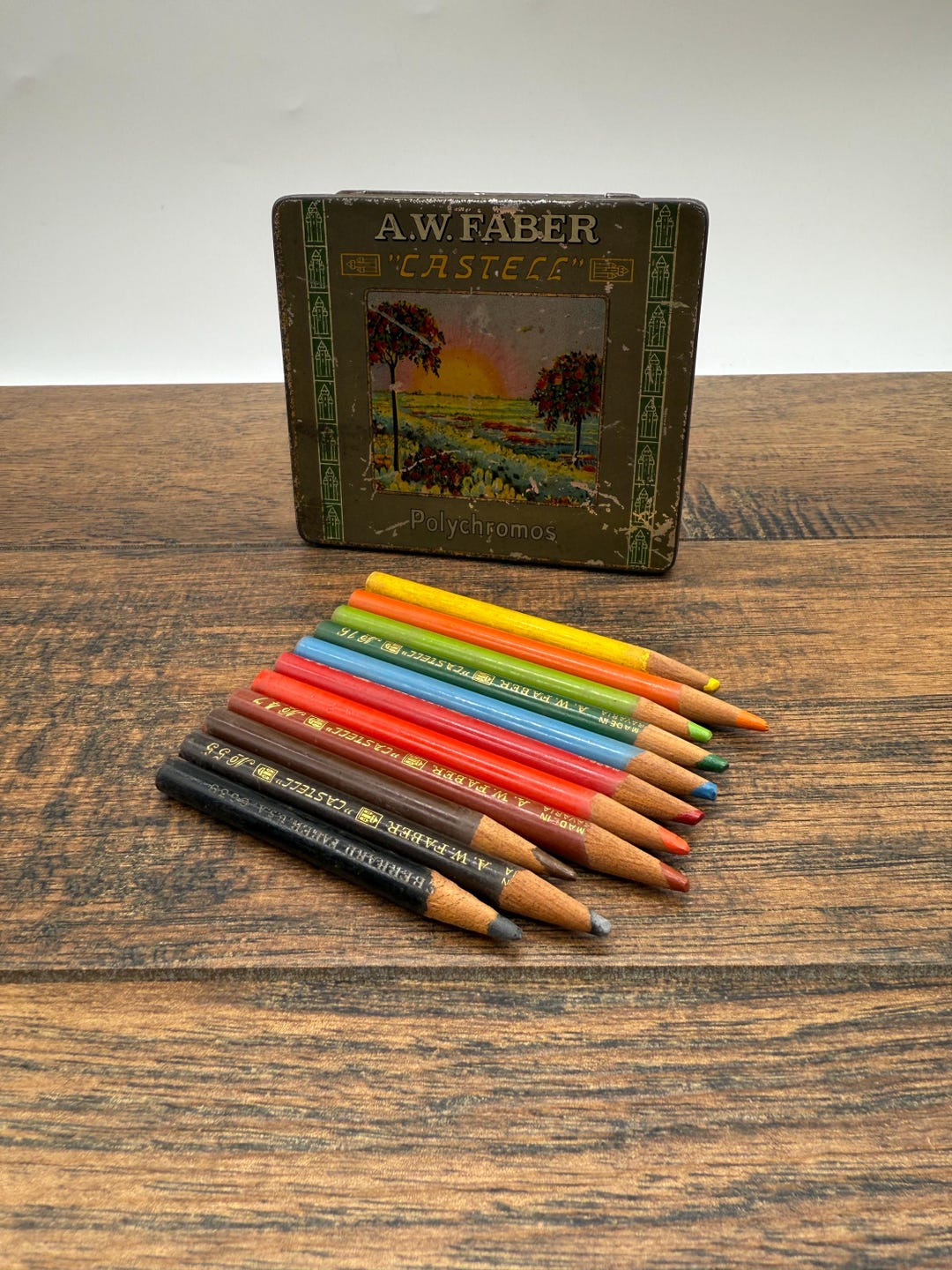 Vintage A.W. Faber-castell Polychromos Tin: 11 German Colored Pencils ...