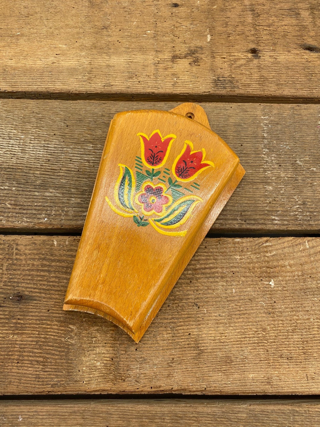 Vintage Wooden Tulip Knife Block - Etsy