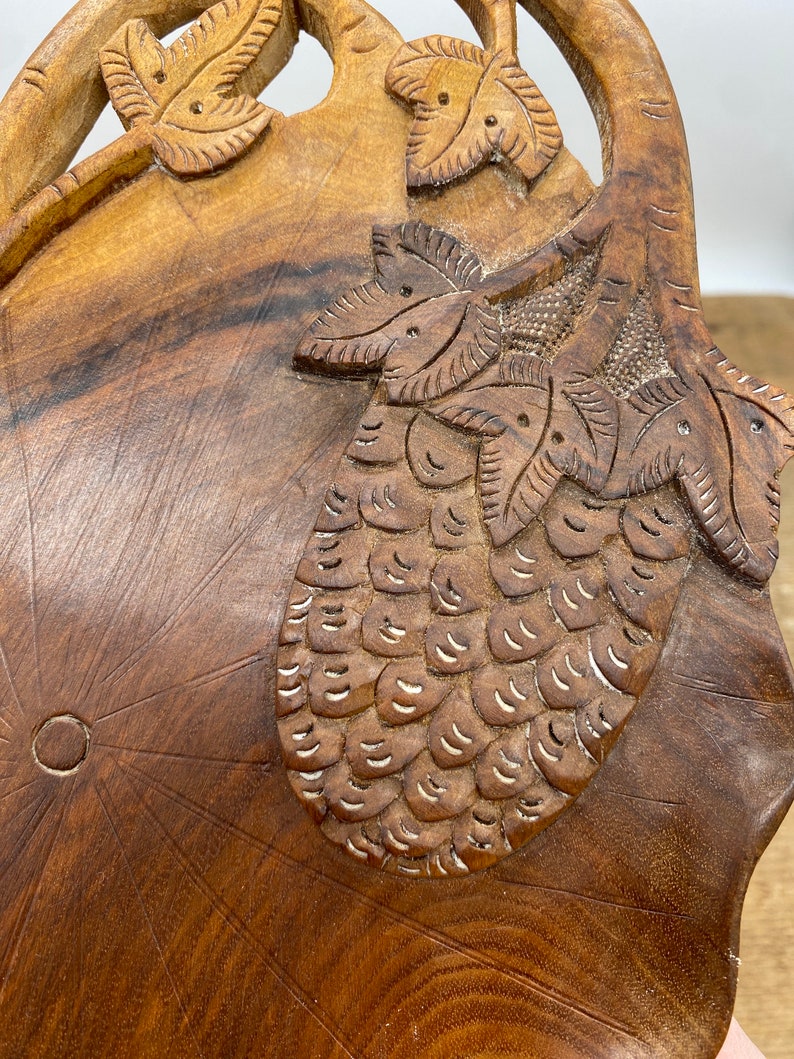 Hand Carved Wooden Tray With Berry Fruit and Leaves - Etsy