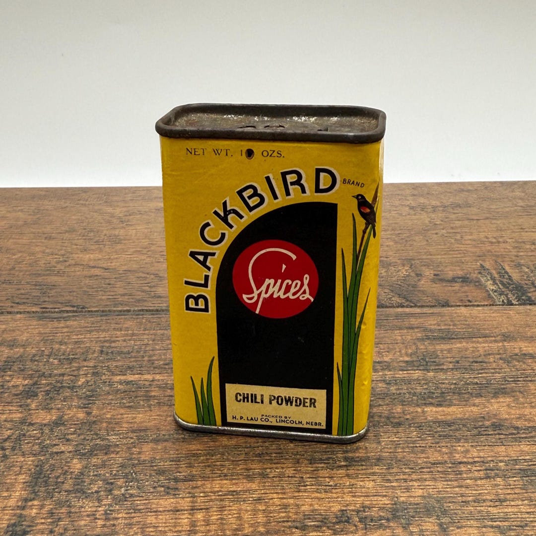 Vintage Blackbird Chili Powder Tin: Art Deco Spice Advertising - Etsy