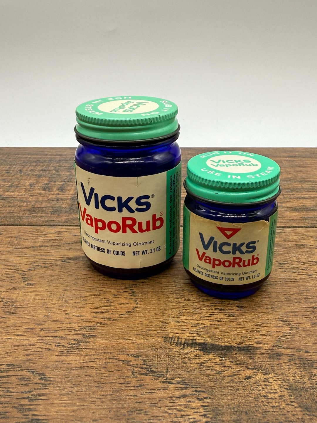 Vintage Vicks Vaporub Cobalt Blue Jars Set, Small & Large Apothecary ...