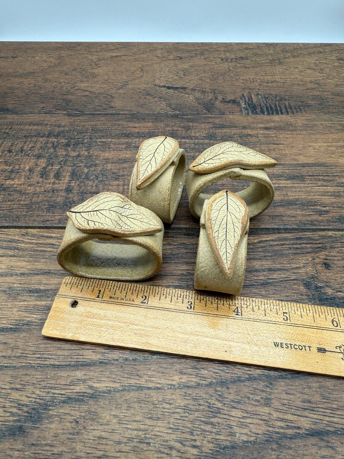 Handmade Pottery Napkin Rings With Leaf Embellishment - Set of 4 - Etsy