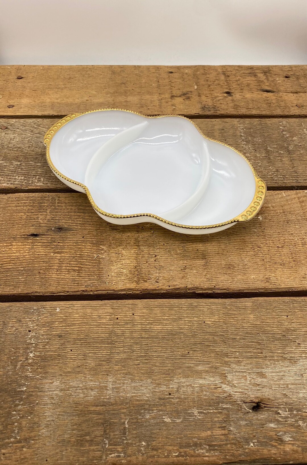 Fire King Milk Glass Divided Dish - Etsy