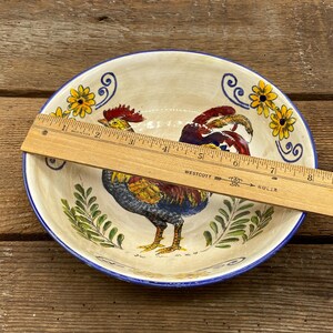Vintage Rooster 8" Serving Bowl/ Small Side Dish Serving Bowl With Blue ...