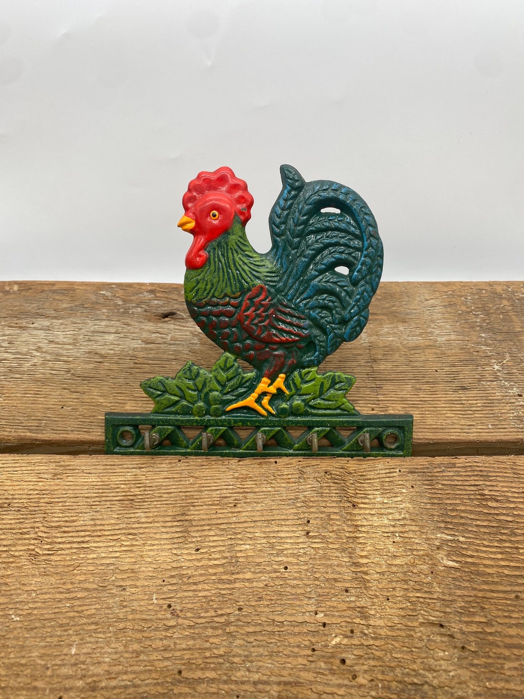 Vintage Cast Iron Rooster With Hooks-wall Mounted Hooks - Etsy