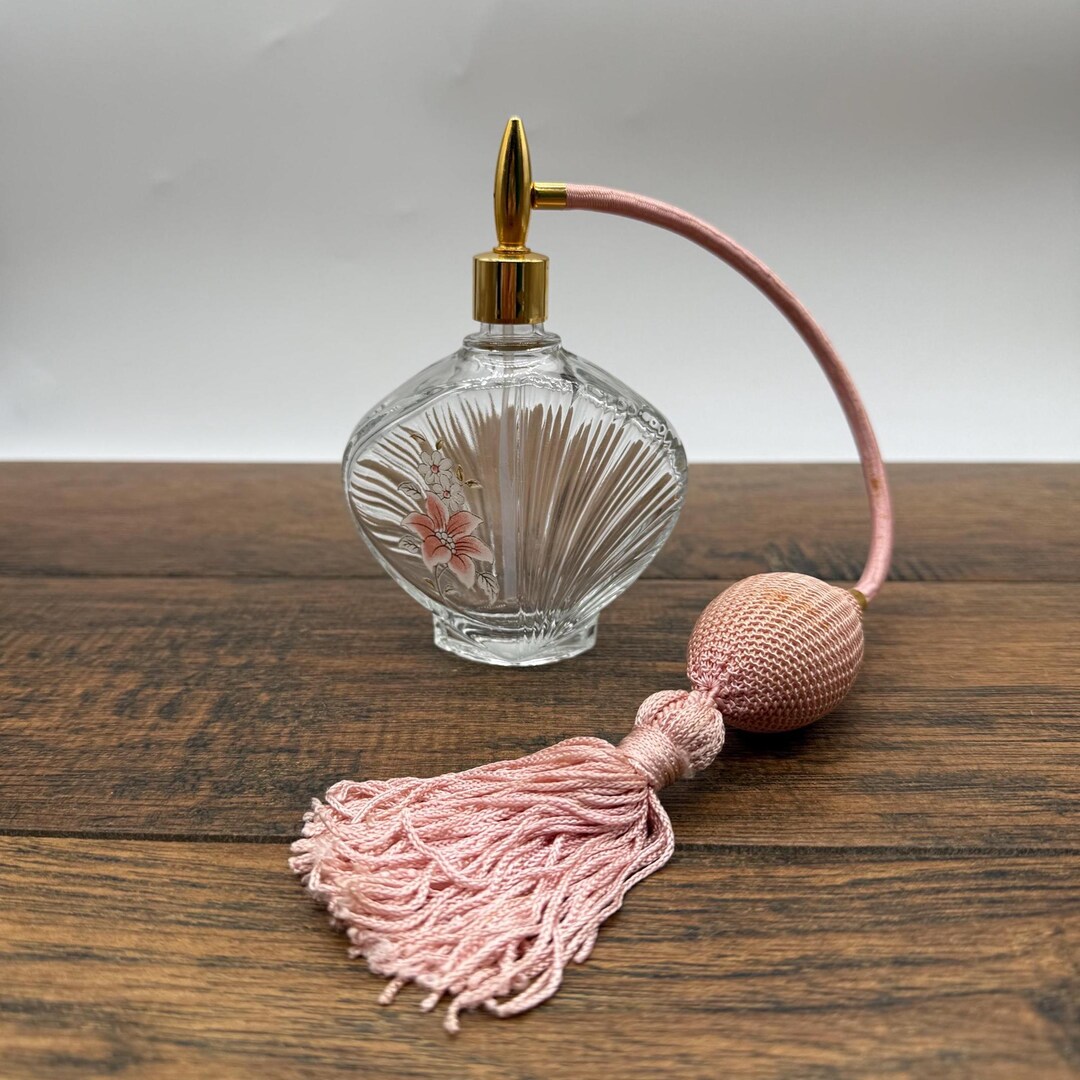 Vintage VCA Crystal Perfume Atomizer: Pink Floral Mid-century Vanity ...