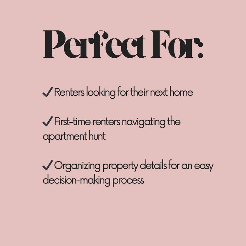 Apartment Finder Comparison Worksheet - Digital Download (editable in ...