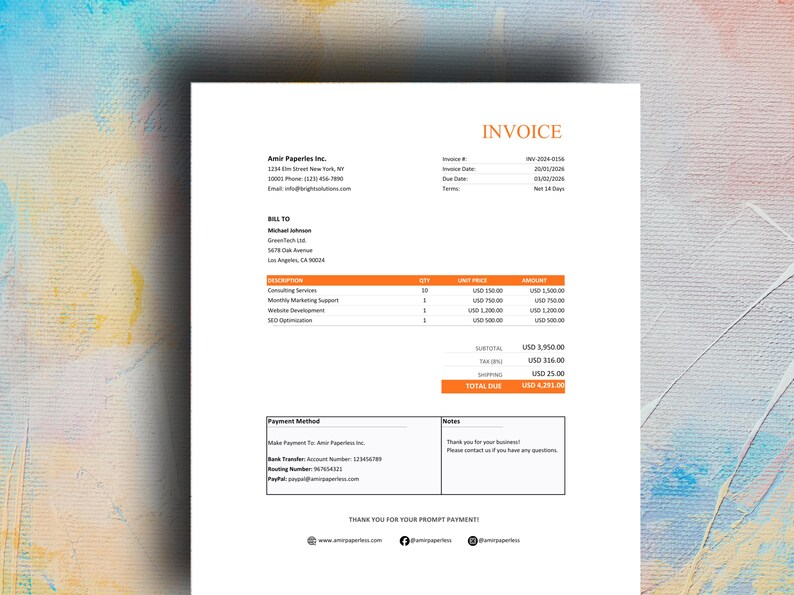 Printable Invoice Template | Editable in Canva & Excel | Professional ...