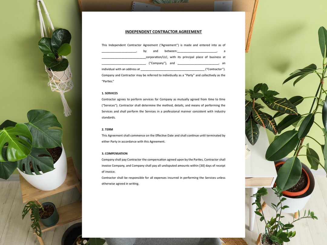 Independent Contractor Agreement Template | Editable Word Doc and ...